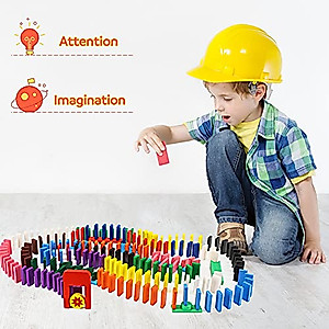 MCPINKY Super Domino Blocks, 720PCS+ Domino Starter Kit Bulk Dominoes Wooden Domino Blocks Colored Dominoes Building Block Tile Game Racing Educational Toy