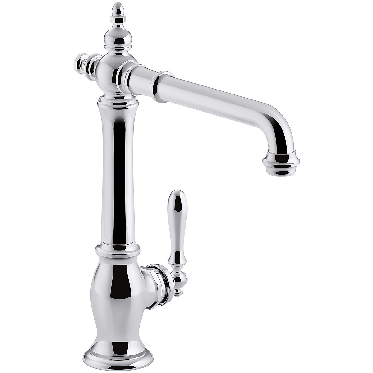 Kohler K-99266-CP Artifacts Single-Hole Kitchen Sink Faucet with 13-1/2 In. Swing Spout and Victorian Spout Design, Polished Chrome, One Size