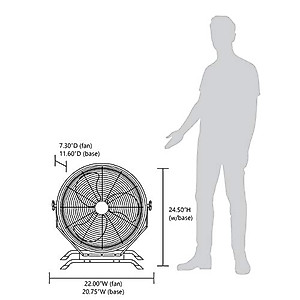 NewAir 20” Outdoor Rated 2-in-1 High Velocity Floor or Wall Mounted Fan with 3 Fan Speeds and Adjustable Tilt Head, NIF20CBK00