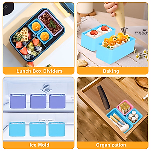 6PCS Lunch Bento Box Accessories for Kids, 4.5oz Silicone Lunch Box Dividers with Lids Small Silicone Food Storage Container for Snack Sauce Condiment Soup Yogurt Salad Dressing (Rectangular)