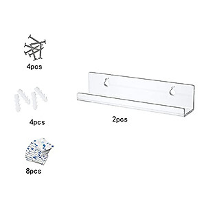 luzen 2Pcs 12 Inch Acrylic Vinyl Record Shelf Wall Mount CD Album Vinyl Record Display Shelf Rack Stand Floating Holder Storage Organizer with Screw for Home Office Use, Clear