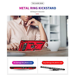 Dzxouui for Pixel 7 Pro Case with Tempered Glass Screen Protector, [Military Grade Shockproof] Cover Full Body Protection Hard Phone Cases with Magnetic Kickstand for Google Pixel 7 Pro - Red