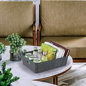 Wakikini Plastic Woven Storage Baskets, A4 Plastic Paper Storage Trays, 4 Packs