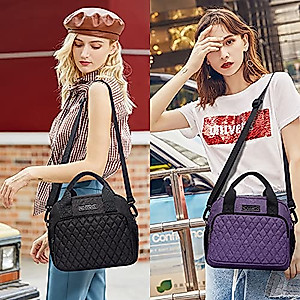 Scorlia Insulated Lunch Bag for Women/Men, Reusable Lunch Cooler Box Lunch Tote, Thermal Meal Prep Lunch Organizer with Adjustable Shoulder Strap and Side Pockets for Adults, Work, Black