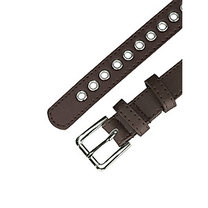 Allegra K Women Grommet PU Leather Belt Metal Pin Buckle Skinny Plus Size Waist Belts for Jeans Dress Fit waist up to 104cm/41 Coffee