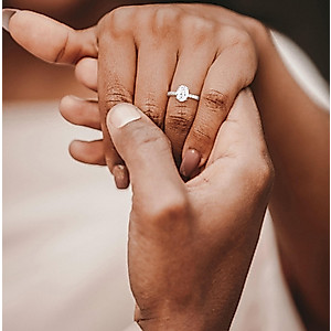 TIGRADE 1.5CT Bridal Ring Sets Oval Cut Cubic Zirconia Wedding Band Curved CZ Engagement Stackable Rings for Women Size 3-12, Silver, Size 7