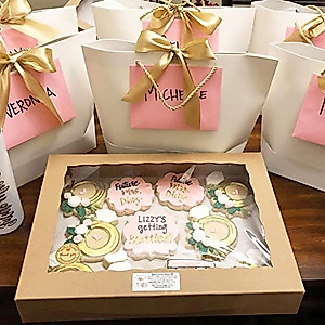 20 Pieces Gift Bags with Handles Bridesmaid Celebration Paper Gift Bag with Bow Ribbon Wedding Guest Welcome Gift Bags Party Favor Bags Birthday Present Wrap