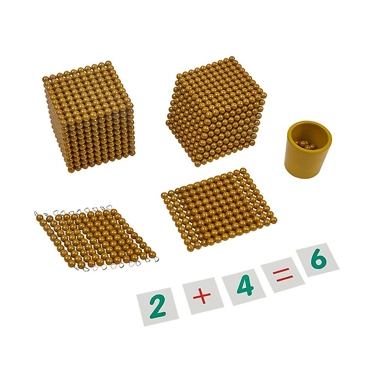 Kghios Montessori Math Beads Toys Materials for Toddlers Golden Beads and Cards Materials Bank Game Thousand Cube Decimal System Mathematics Teaching Materials Baby Preschool Education Toys