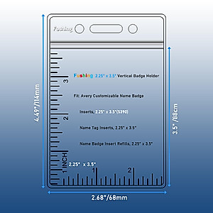 Fushing Pack of 50 Clear Plastic Vertical Badge Holders, Name Tag Holders, Card Holders (S)