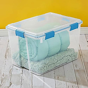 Sterilite 80 Quart Clear Plastic Stackable Storage Container Box Bin with Air Tight Gasket Seal Latching Lid Long Term Organizing Solution, 16 Pack
