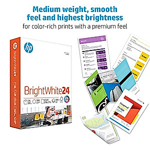 HP Printer Paper | 8.5 x 11 Paper | BrightWhite 24 lb | 5 Ream Case - 2500 Sheets |100 Bright |Made in USA - FSC Certified | 203000C