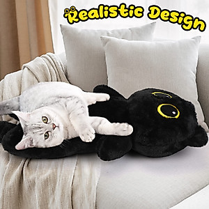 CottonStar Cat Plush Body Pillow, Cute Black Stuffed Animals Big Eyes Soft Plushies Doll Toys (Classic-unweighted)