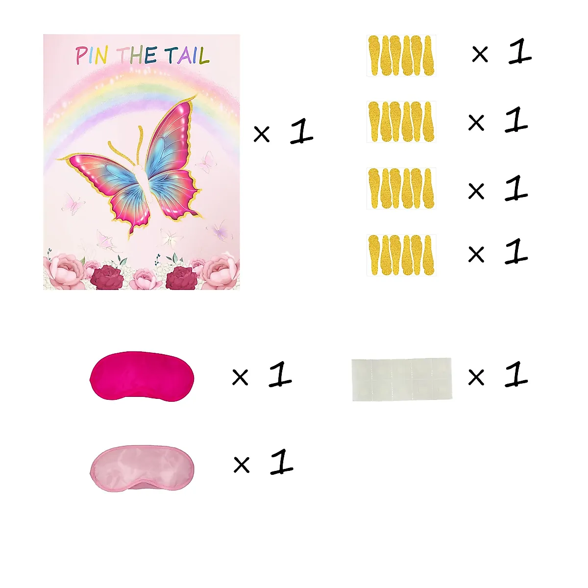 Epotys Butterfly Birthday Party Supplies,Pink Birthday Decorations,Pin The Tail on The Butterfly Game,Butterfly Birthday Party Decorations Favors