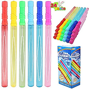 JOYIN 24 Pack 14.6’’ Big Bubble Wands Bulk (2 Dozen) for Summer Toy, Outdoor/Indoor Activity Use, Easter, Bubbles Party Favors Supplies for Kids