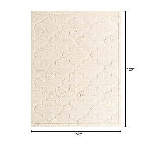 Rugs.com Lattice Shag Collection Rug – 8' x 10' Ivory Shag Rug Perfect for Living Rooms, Large Dining Rooms, Open Floorplans
