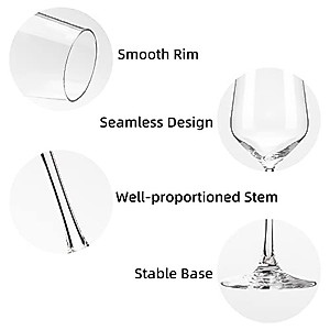 YANGNAY Wine Glasses Set of 6, 13 Oz Red or White Wine Glass with Stem, Perfect for Home, Restaurant, Dishwasher Safe