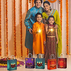 Set of 16 Happy Diwali Gift Bags Diwali Theme Party Gift Bag Festival of Lights Birthday Gift Packs Treat Snacks Candy Bags Diwali Party Favors Decorations