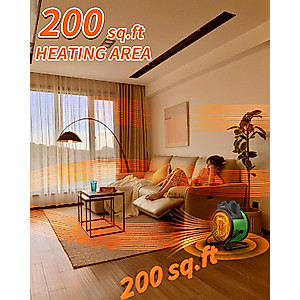 Buyplus Outdoor Heater, 1500W Portable Garage Heater with 90°Adjustable Angle, Overheat Protection & 2S Fast Heating, Electric Space Heater for Patio, Garage, Greenhouse, Indoor Outdoor Use Green