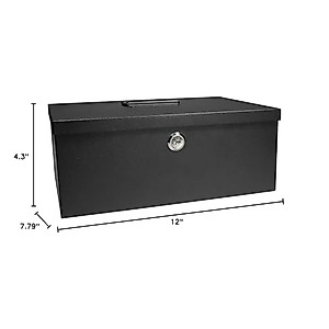 BARSKA 12-Inch Cash Box and 6 Compartment Tray with Key Lock , Black