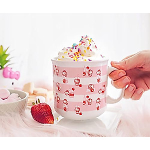 Silver Buffalo Sanrio Hello Kitty Strawberry Milk Ceramic Camper Mug | Holds 20 Ounces