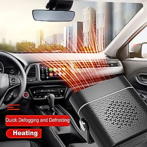 Arecwy Car Heater, 2 in 1 12V 120W Auto Car Windshield Heater Cooling Fan Auto Defogger 360 Degree Rotatable Heating Defrost