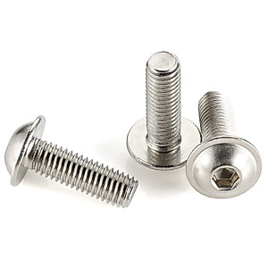 M8-1.25 x 8mm Flanged Button Head Socket Cap Screw Bolts, 304 Stainless Steel 18-8, Allen Socket Drive, Bright Finish, Fully Threaded, Pack of 20