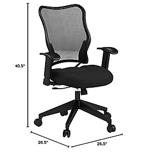 HON Wave Office Chair High Back Mesh Ergonomic Computer Desk Chair - Adjustable Arms & Pneumatic Seat Height, Synchro-Tilt Tension Lock Recline, Comfortable Cushion, 360 Swivel Rolling Wheels - Black