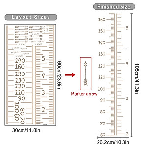 Cartoon Animals Height Growth Chart Wall Sticker Boho Style Peel and Stick Removable Wall Decals Children Kindergarten Nursery Bedroom Door Decoration (Beige & Grey)
