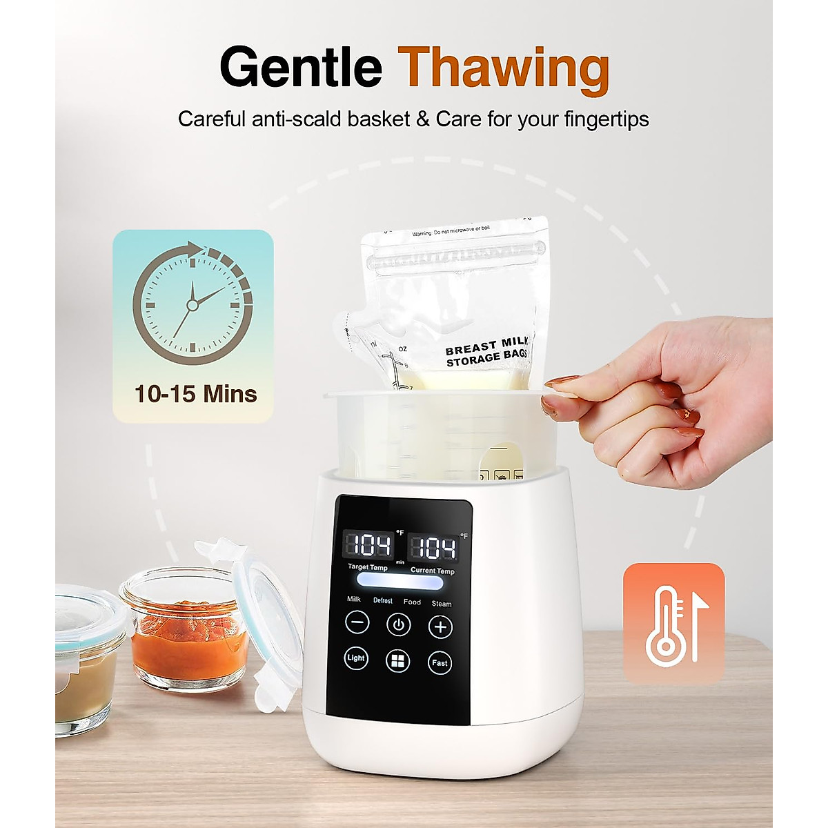 Bottle Warmer, Zooawa Fast Baby Bottle Warmer for Most Bottles, 10-in-1 Baby Milk Warmer with IMD LED Display & Smart Temperature Control, Bottle Warmers for Breastmilk and Formula, White