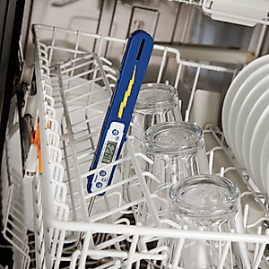 Comark PDQ400 Waterproof Pen Style Digital Food Thermometer with Max Hold to Prove The Rinse Temperature of Commercial Dishwashers, Blue