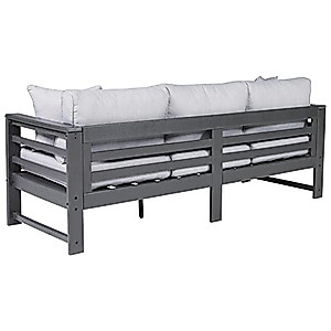 Signature Design by Ashley Outdoor Amora HDPE Patio Sofa with Cushion, Charcoal Gray