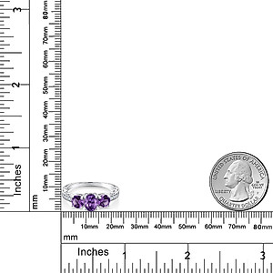 Gem Stone King 925 Sterling Silver Purple Amethyst 3 Stone Engagement Ring For Women (1.77 Cttw, Gemstone Birthstone, Available In Size 5, 6, 7, 8, 9)