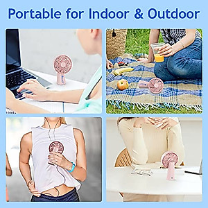 VersionTECH. Portable Fan Mini Handheld Fan Personal Desk Table Fan USB Rechargeable Battery Operated Small Fans with 3 Speed for Women Girls Kids Indoor Outdoor Travel Office Room (Pink)