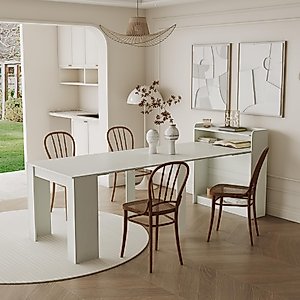 Expandable Dining Table for 8-12 Person, Extendable Dining Room Table with Sideboard Storage MDF Wooden Extendable Table as Kitchen Table Console Table Dinner Table Extendable from 20" to 98.43"