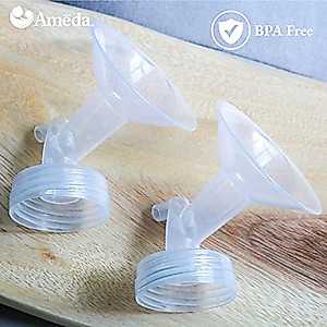 Ameda MYA Breast Pump Replacement Flanges 28mm, Comfort Fit Angled Flange, 2 Count (1 Pair)