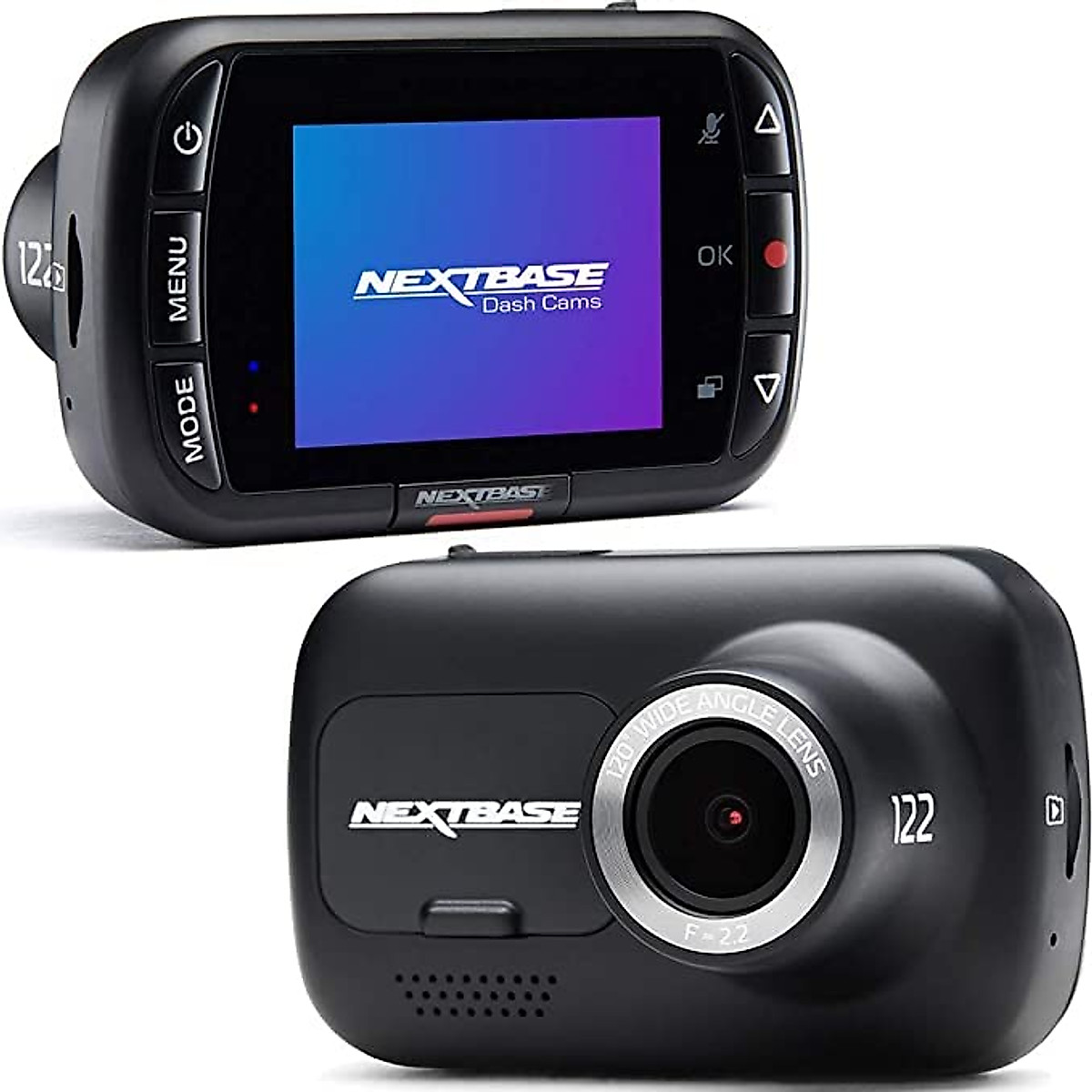 Nextbase 122 Dash Cam 720p in Car Camera with Parking Mode, Night Vision, Automatic Loop Recording and Shock Sensor File Protection, Reliable and Durable