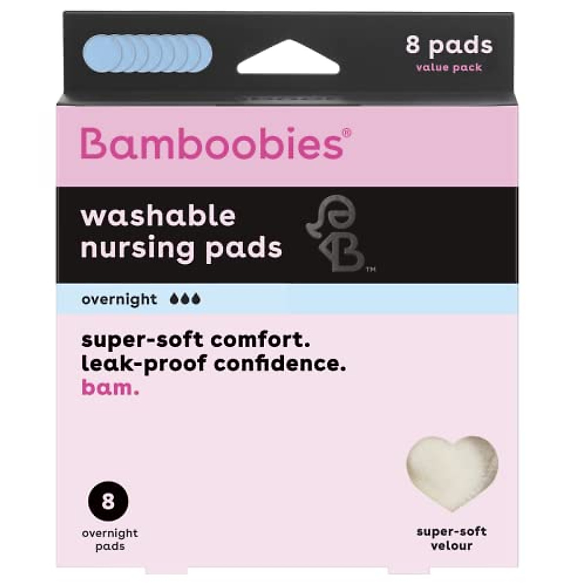 Bamboobies Nursing Pads for Breastfeeding Reusable Washable Breast Pads Super Soft Rayon Made From Bamboo Milk Proof Liner Perfect Baby Shower Gifts, Blue