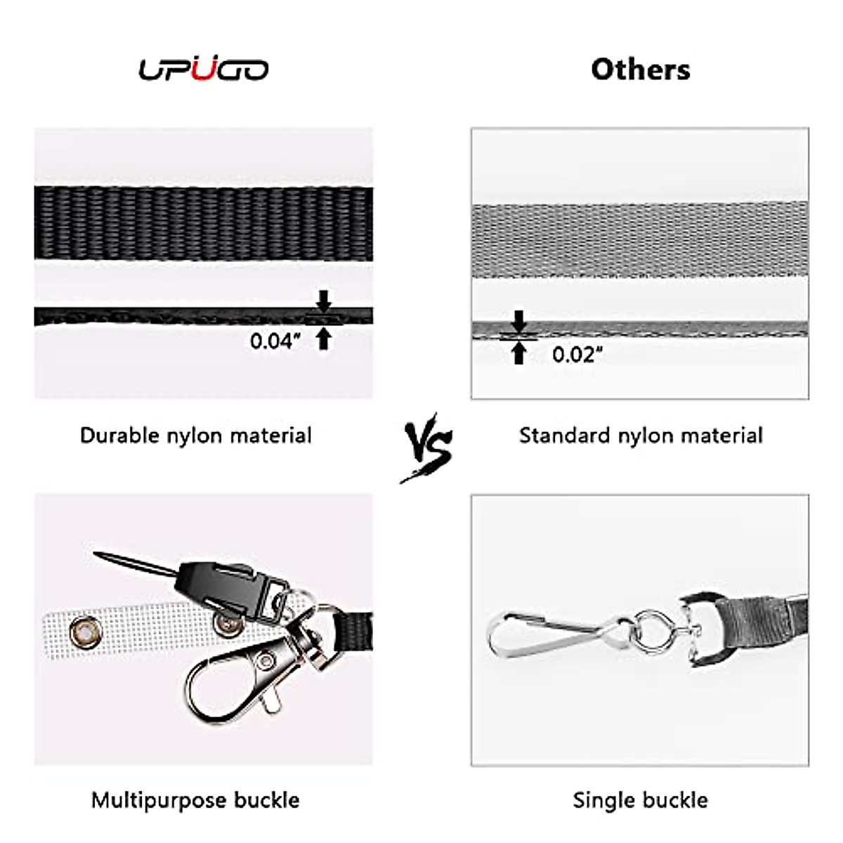 3 Pack Neck Lanyard with ID Badge Holder, Office Strap Lanyards, Stainless Metal Swivel Hook for Name Tag, Badge Holders, Keychains, Card, Black