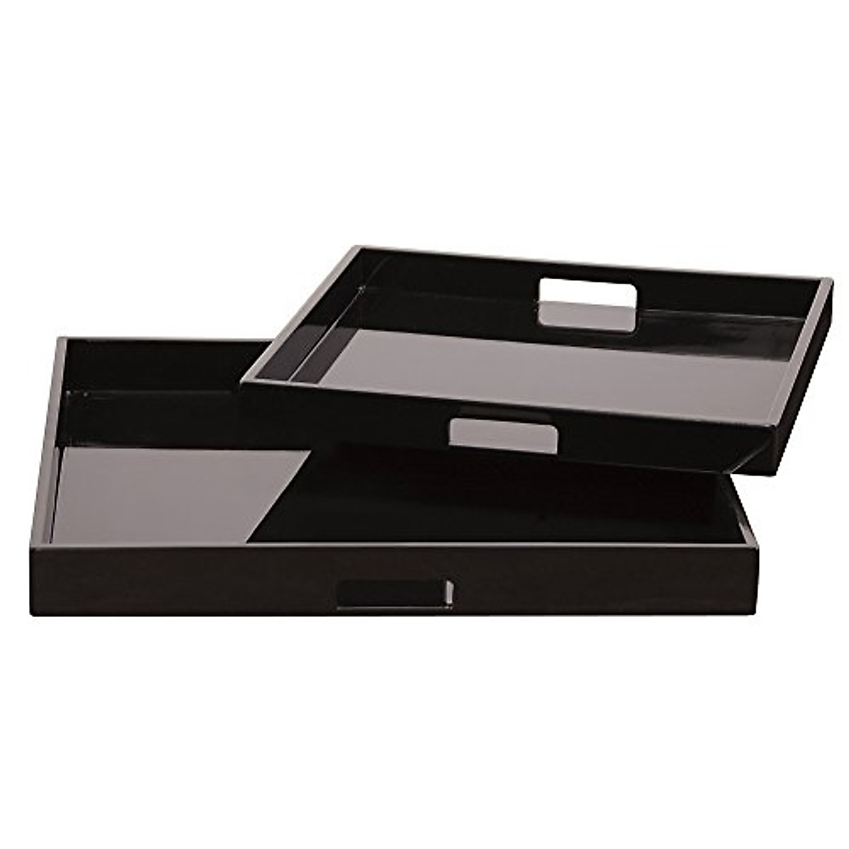 Howard Elliot Black Lacquer Square Wood Tray Set