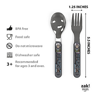 zak! Disney and Pixar Lightyear - 5-Piece Dinnerware Set - Durable Plastic & Stainless Steel - Includes Water Bottle, 8-Inch Plate, 6-Inch Bowl, Fork & Spoon - Suitable for Kids Ages 3+
