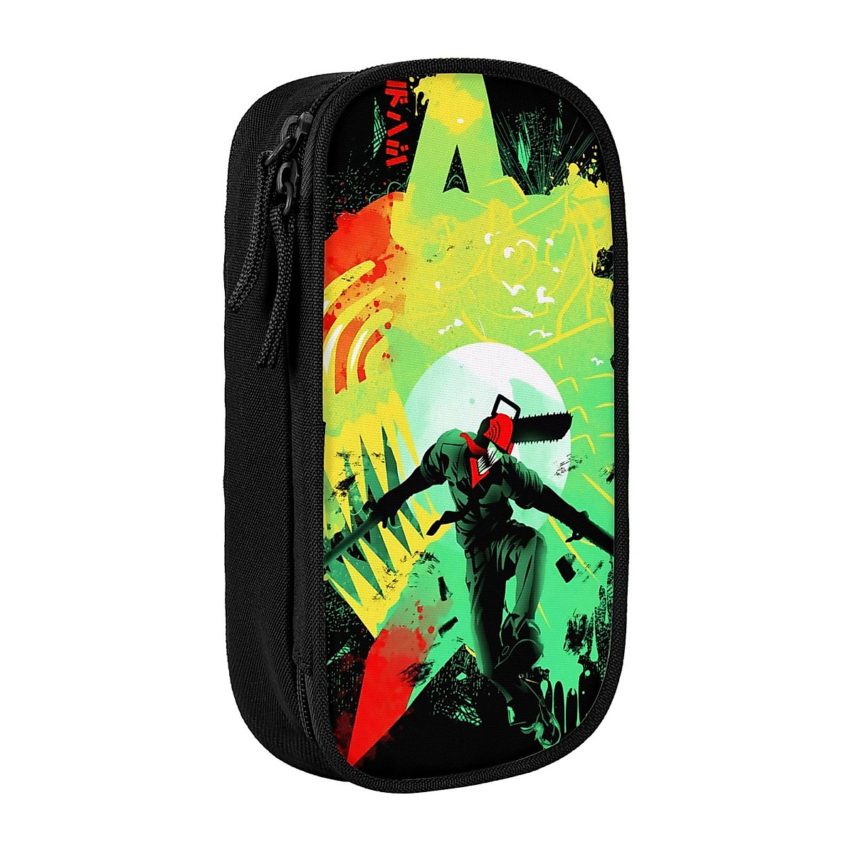 Chainsaw Man Pen Bag Large-Capacity Storage Pen Bag Double Pencil Bag Zippered Stationery Bag