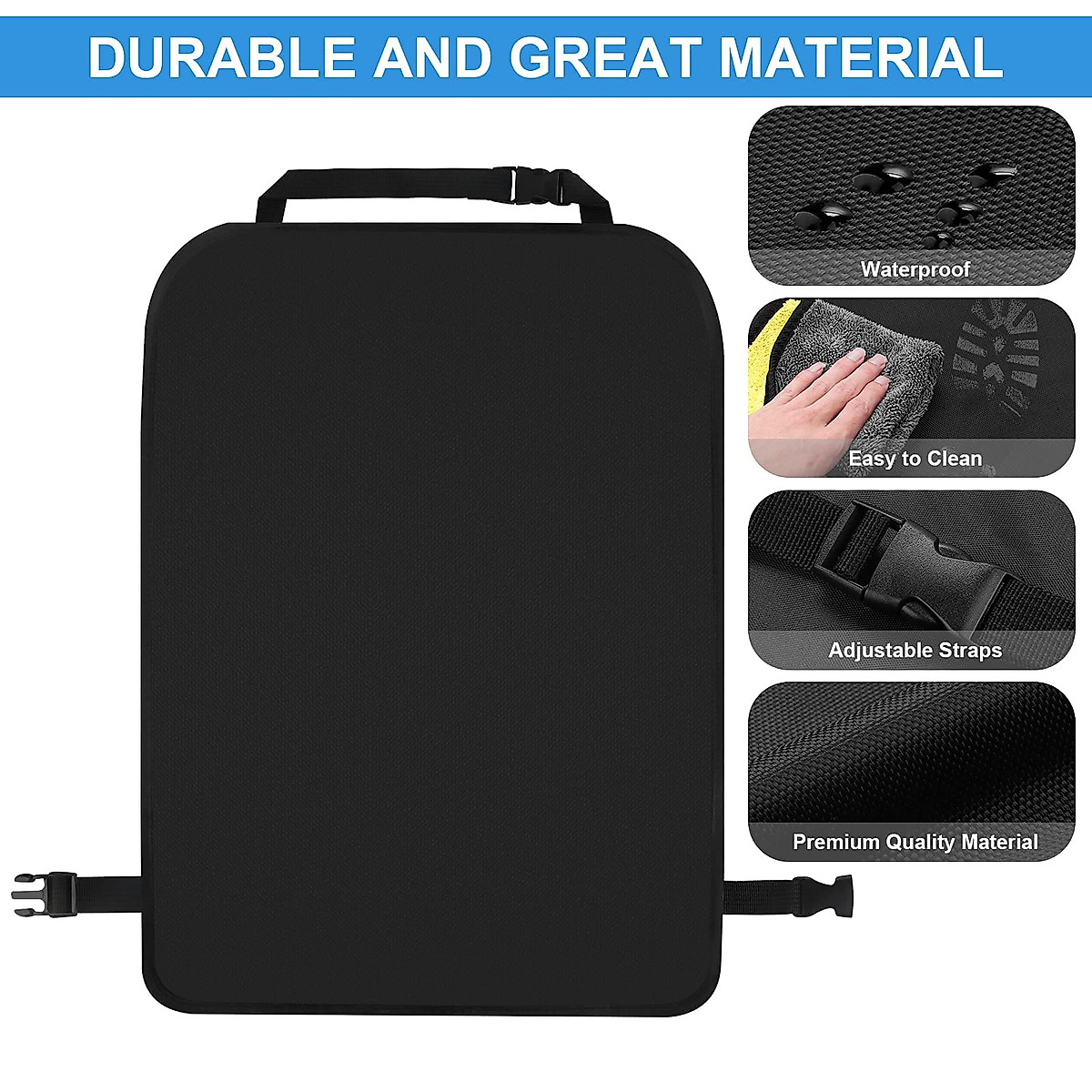 BUG HULL Kick Mats, Car Seat Protector Back Seat Protector for Kids, Sag Proof, Waterproof, Car Back Seat Cover Protect from Dirt, Mud, Scratches, Premium Oxford Fabric Car Kick Mats Fits Most Cars