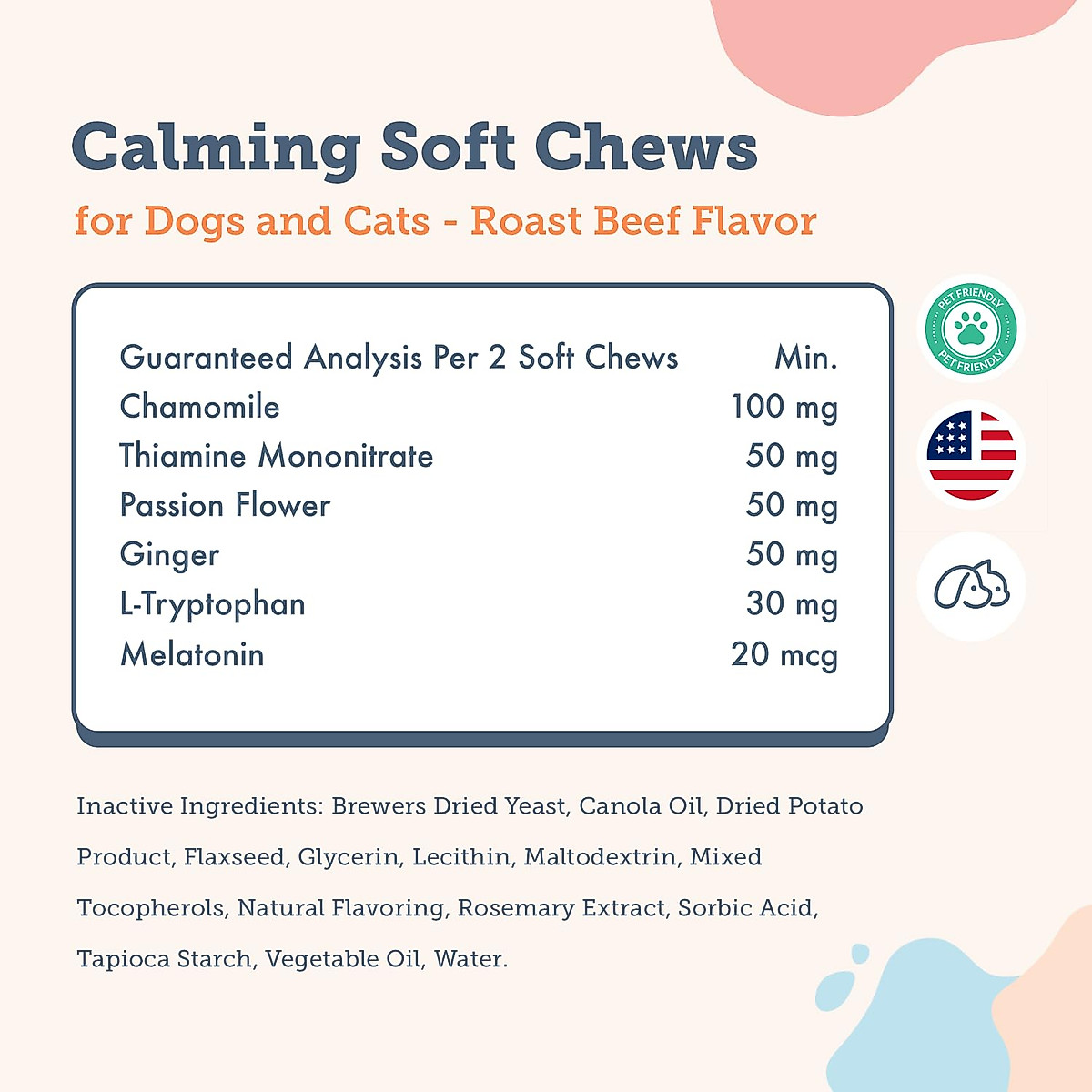 Paw Rangers 90Ct Calming Chews for cat and Dog Anxiety Relief-for All Pets, Cats, & Dog Vitamins and Supplements Made with Melatonin, Chamomile, Thiamine to Promote & Support a Calm Behavior for Pets