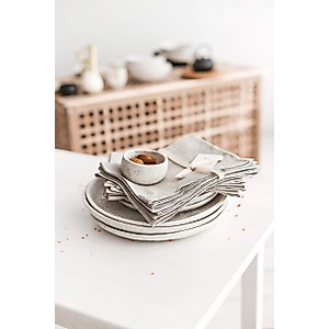 Pure 100% Linen Flax Washcloths - 4-Pack Natural Linen Dish Towels and Dish Cloths Set - Tea Towel Cloth Napkins - Small Hand Towels for Kitchen