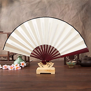 Folding Lace Fan Floral Held Dancing Silk Hand Fan Party Chinese Unisex Wedding Accessory Pasties Reusable Beige
