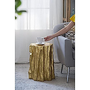 A&B Home Nature Wood Texture Inspired, End Table Side Table Living Room Furniture Luxury, Golden Tree Trunk Garden Stool or Gold Coffee Table Accent Tables for Small Spaces - 13.5x13x20