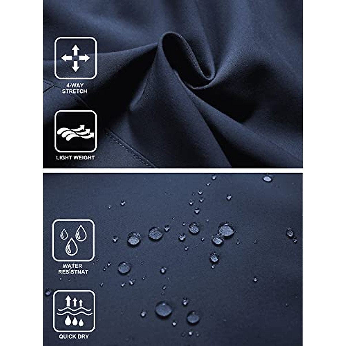 Women's Lightweight Hiking Cargo Shorts Quick Dry Athletic Shorts for Camping Travel Golf with Zipper Pockets Water Resistant Navy