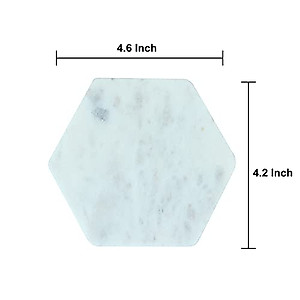 Lavaux Designs – Set of 6 Hexagon Marble Coasters | White Decor for Modern Homes | Drink Coasters for Coffee Table, Dining, Bar or Office| Made from 100% Solid Real Marble | Cute Stone Coasters