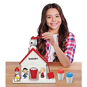 Snoopy SNO-Cone Machine, Snow Cone Shaved Ice Maker Ice Shaver, Snoopy House Shaped Shaved Ice Maker Comes with Fruit Punch Flavor Packet, Ages 6 and Up
