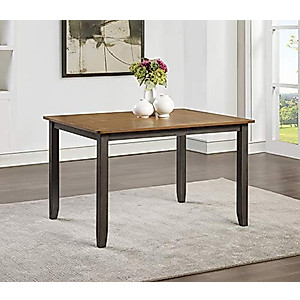 OSP Home Furnishings West Lake Dining Table Set, 5-Piece, Antique Finish Natural Top and Grey Base with Charcoal Fabric